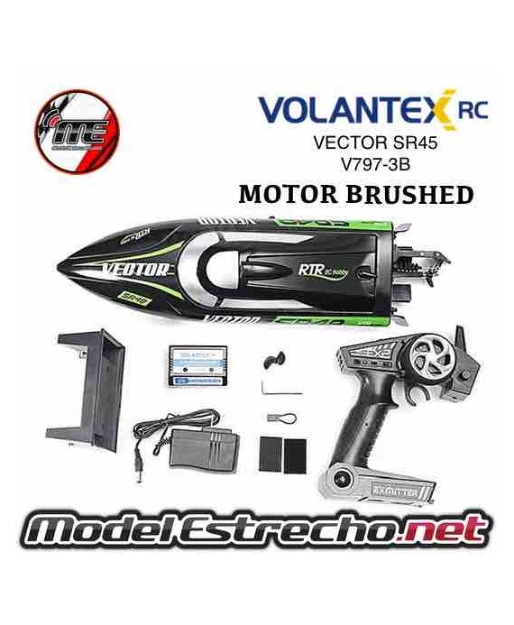 LANCHA VOLANTEX RACENT VECTOR SR48 BRUSHED RACING BOAT NEGRA RTR 2,4Ghz